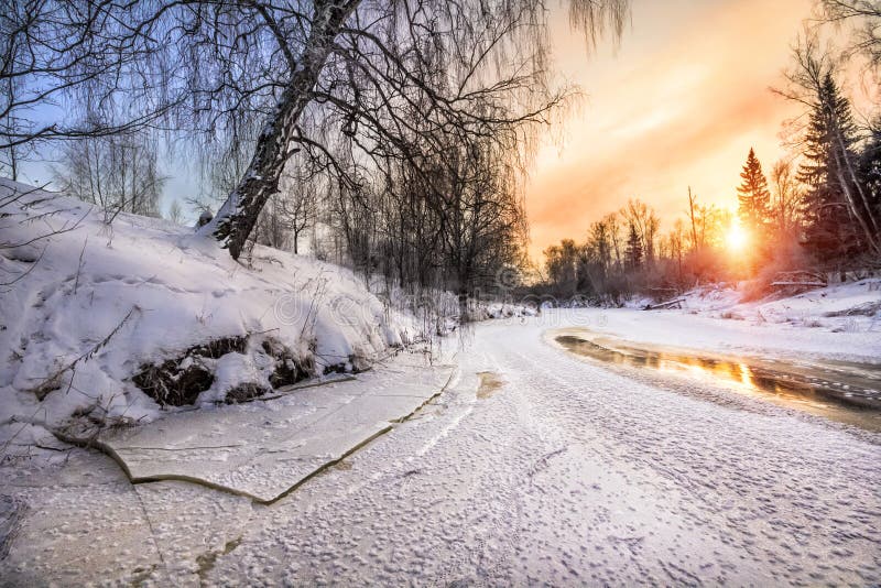 Ice-covered River in the Forest Stock Image - Image of trees, region ... Ice-covered River in the Forest Stock Image - Image of trees, region ...