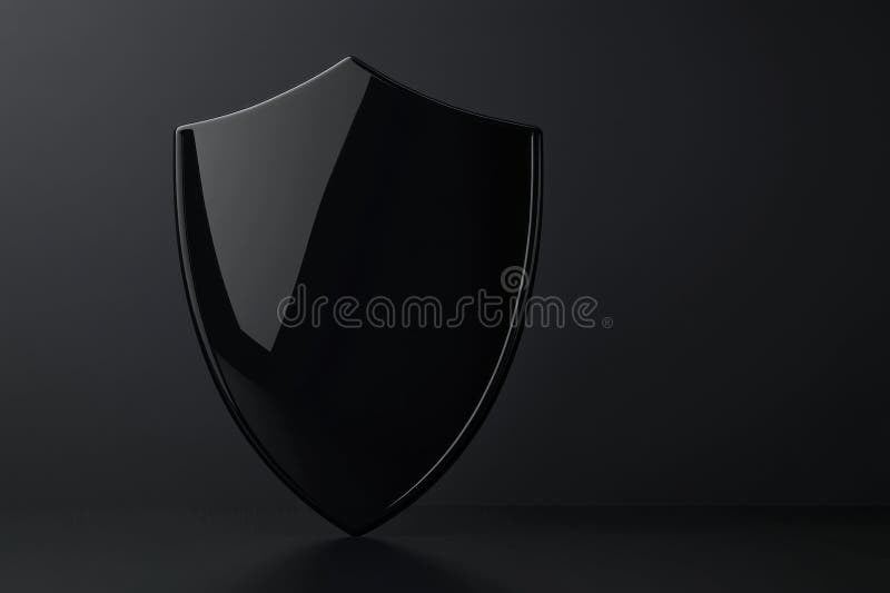 A Near Shot of a Black Shield Positioned on a Dark Background. Stock ...
