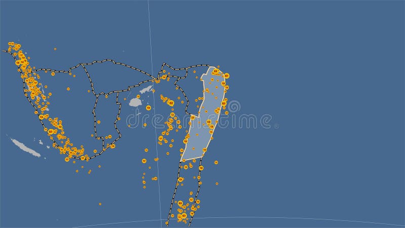 Near Tonga Plate. Boundaries. Contour Map Stock Illustration ...
