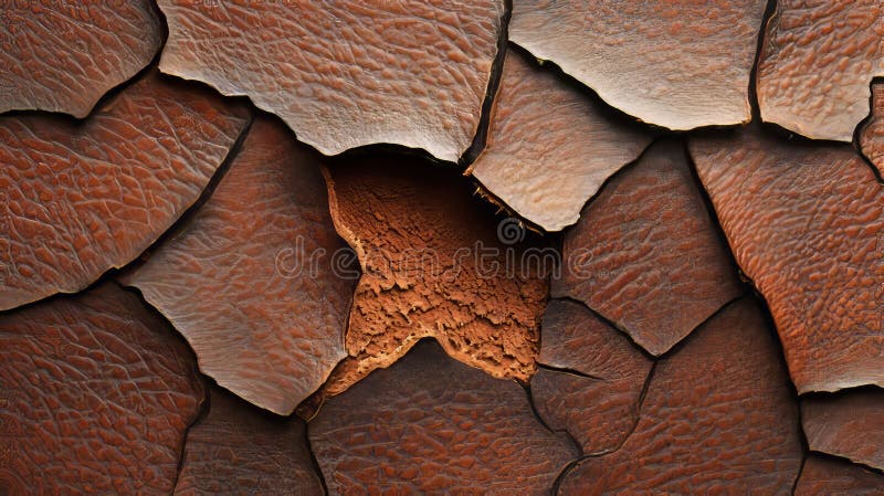 A Near View of Worn-Out Leather with a Round Tear, Displaying the Inner ...