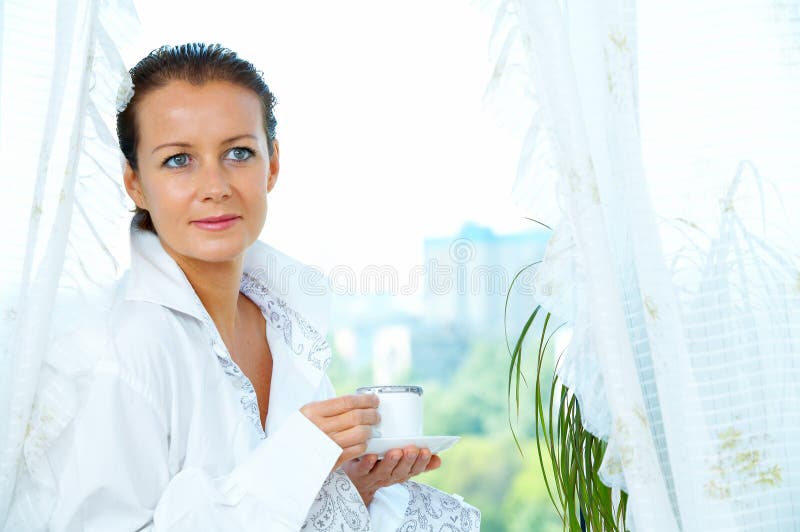 Near the window stock image. Image of face, model, gorgeous - 5257667
