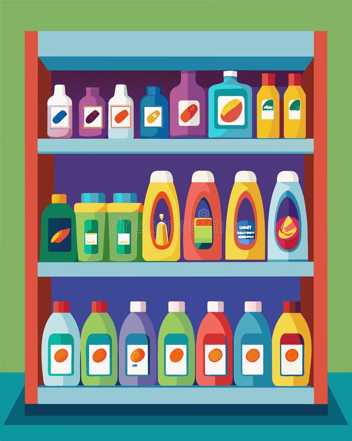 A Nearly Empty Shelf of Laundry Detergent with only a Couple of Generic ...