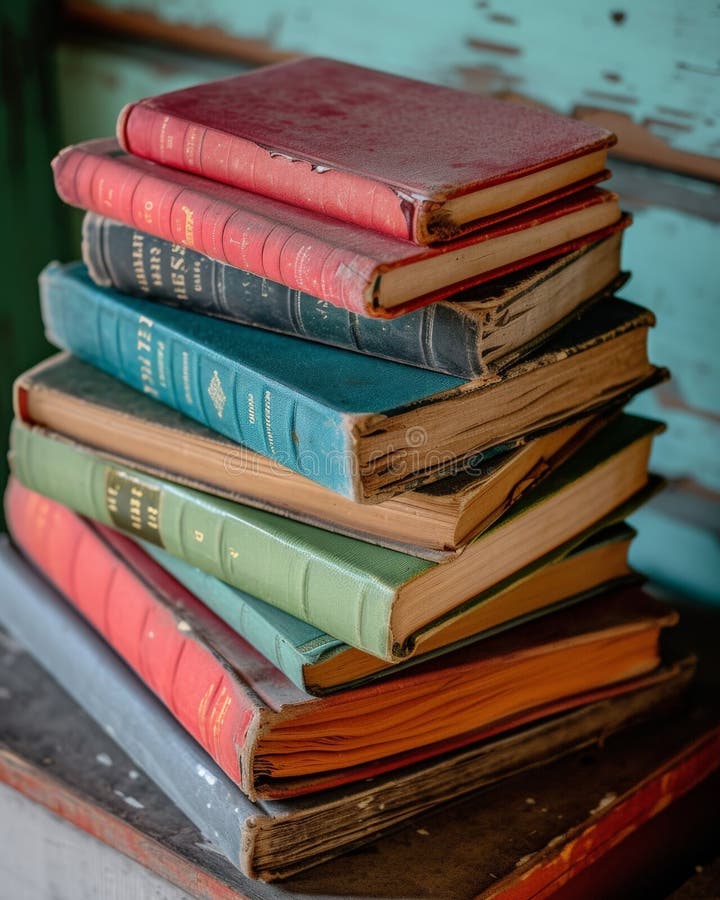 Stack of Books on Table stock illustration. Illustration of learning ...