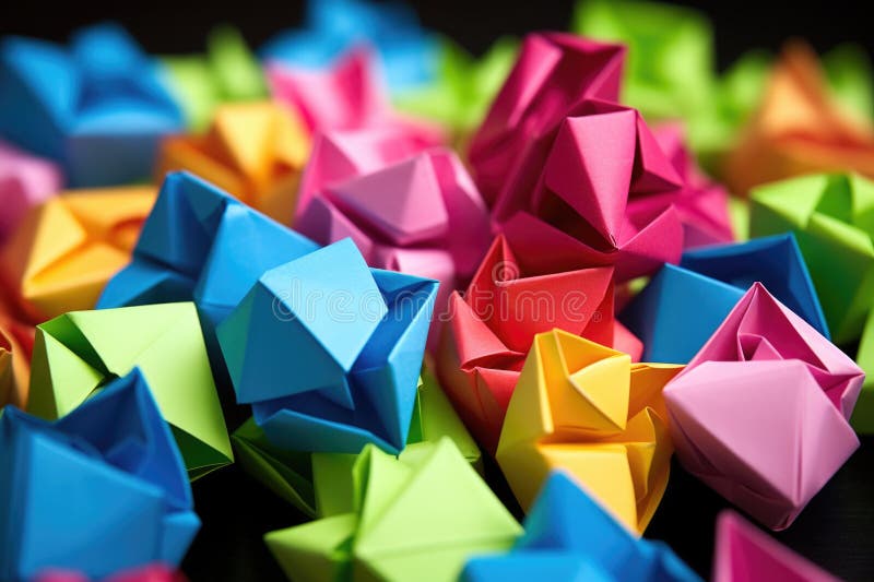 A Neat Arrangement of Brightly Coloured Origami Cubes Stock Image ...