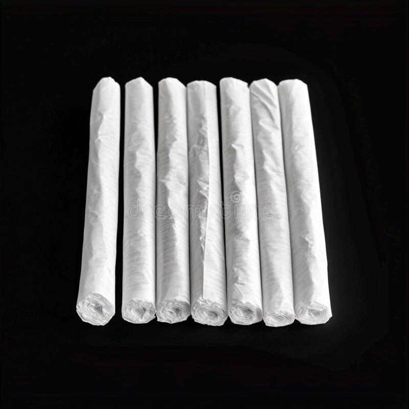 Arrangement of Seven White Paper Rolls in a Studio Setting View ...