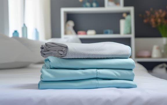 Neat Bedding Sheets Stack in Laundry Room. Generative AI Stock ...