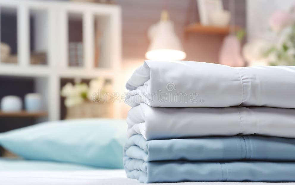 Neat Bedding Sheets Stack in Laundry Room. Generative AI Stock ...