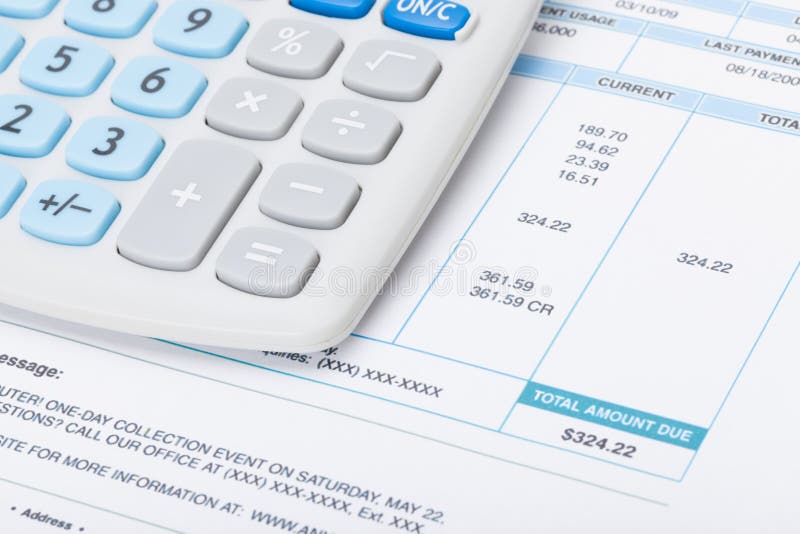 Neat Calculator with Utility Bill Under it Stock Photo - Image of bank ...