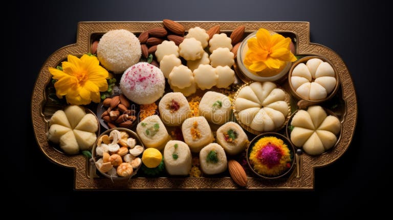 Neat Display Featuring Barfi, Rasgulla, and Sandesh Stock Illustration ...