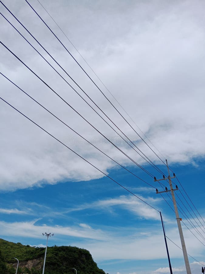 Neat Electric Wire Floating Under the Sky Stock Image - Image of neat ...