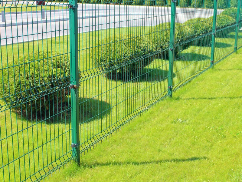 Neat Fence and Trimmed Lawn the Adjacent Territory Stock Image - Image ...