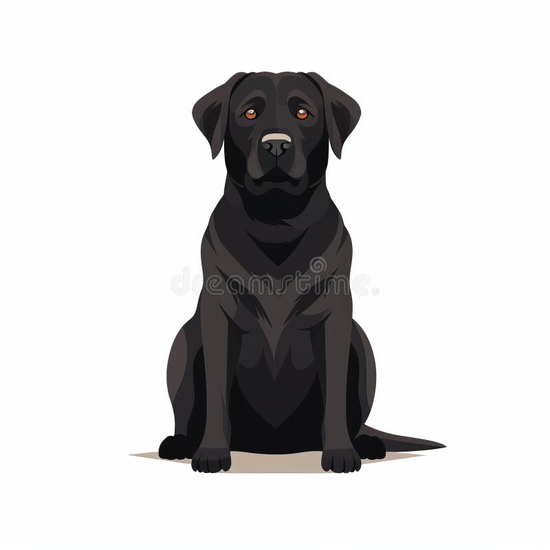 Neat Flat Illustration of a Black Dog Sitting Stock Illustration ...
