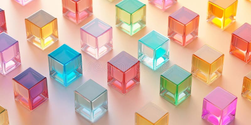A Neat Grid of Multi-colored Cubes Placed on a Sleek, Light Beige ...