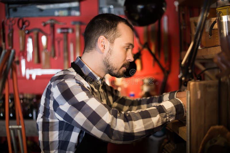 Neat Guy Worker Displaying His Workplace Stock Photo - Image of ...