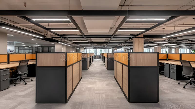 Neat and Organized Corporate Workspace with Modular Cubicles and ...