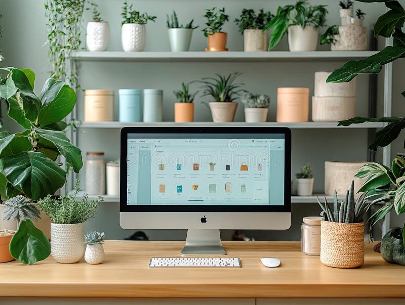 A Neat, Organized Workstation with a Large Computer Monitor Displaying ... A Neat, Organized Workstation with a Large Computer Monitor Displaying ...