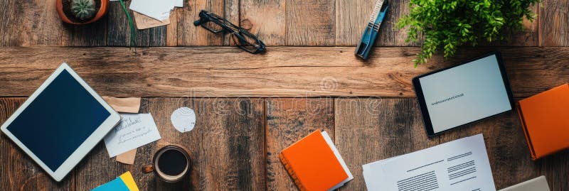 Neat Political Office Setup Featuring Documents, Tablet, Desk, and Flag ...