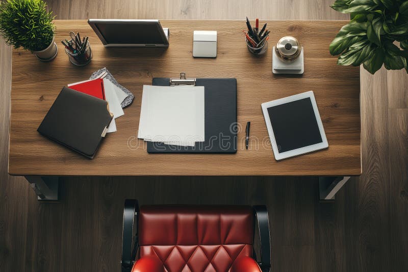 Neat Political Office Workspace Featuring a Desk, Documents, and a ...