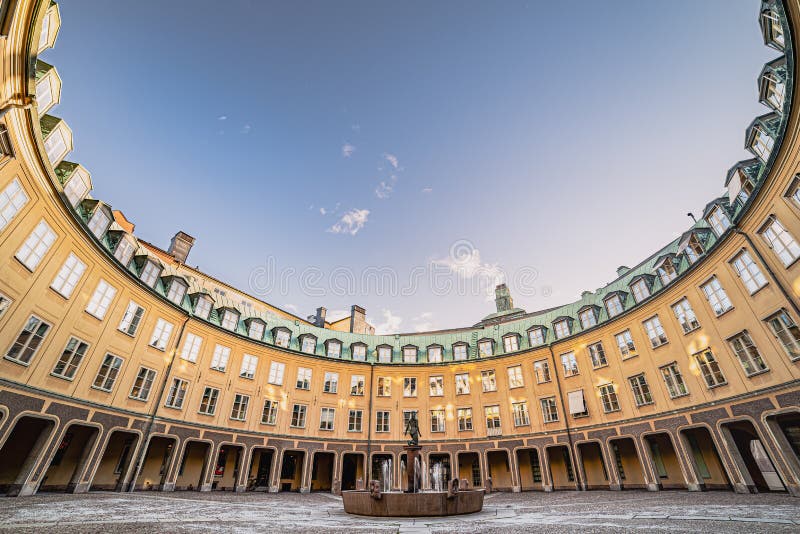 Neat Round Shaped Building Wrapping a Cobbled Square. Fine Elegant ...