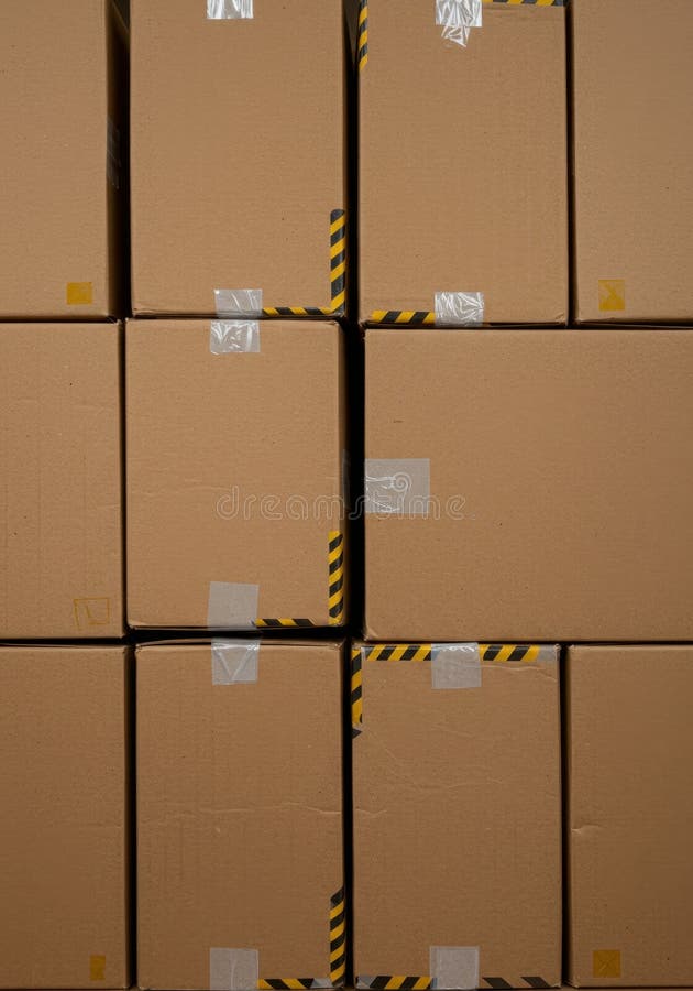 Neat Stack of Brown Cardboard Boxes in Warehouse Stock Image - Image of ...