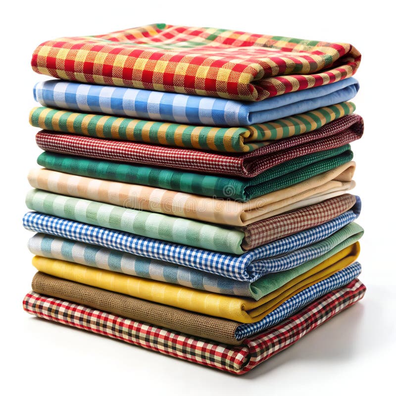 Neat Stack of Colorful Fabrics Stock Illustration - Illustration of ...
