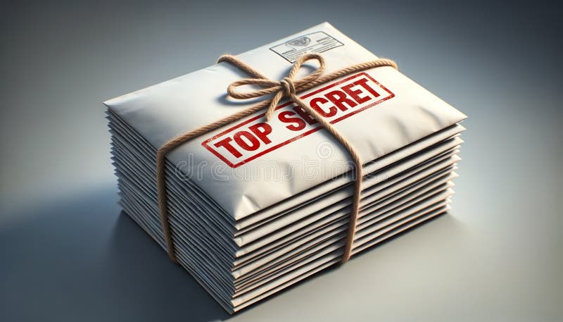 A Neat Stack of Envelopes with Secret Documents, Tied with a Rope, and ...