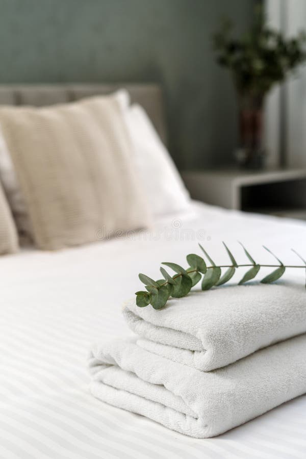 Neat Stack Folded Towels Placed Bed Stock Photos - Free & Royalty-Free ...