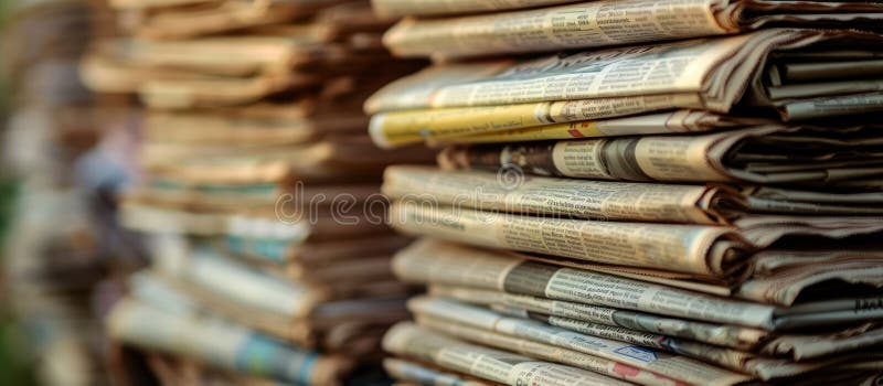 Neat Stack of Newspapers stock image. Image of information - 312053379