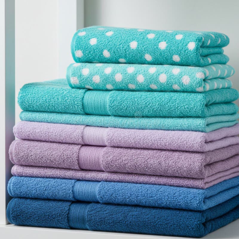 Neat Stack of Pastel-Colored Bath Towels Stock Image - Image of cloth ...