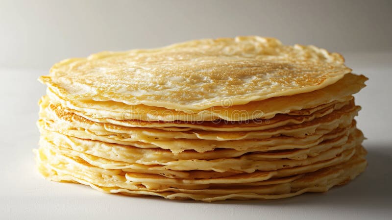 A Neat Stack of Plain Pancakes Resting on a Flat, White Table. Stock ...