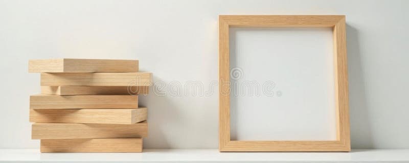 Neat Stack of Plain Wooden Picture Frames, Studio Shot, Brown, Object ...