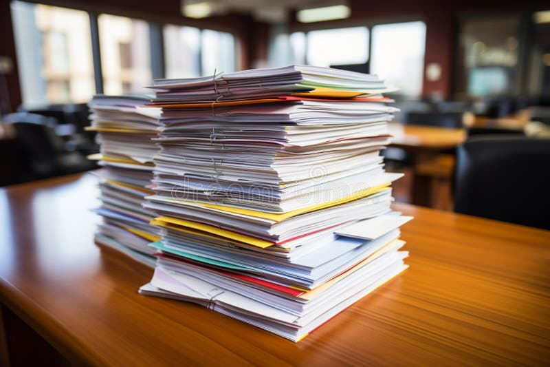 Neat Stack of Printed Documents, Organized and Ready for Use Stock ...