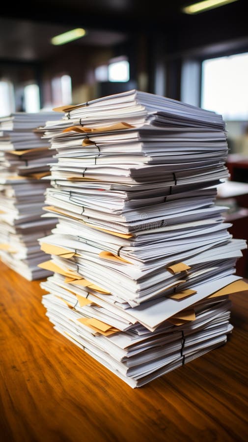 Neat Stack of Printed Documents, Organized and Ready for Use Stock ...