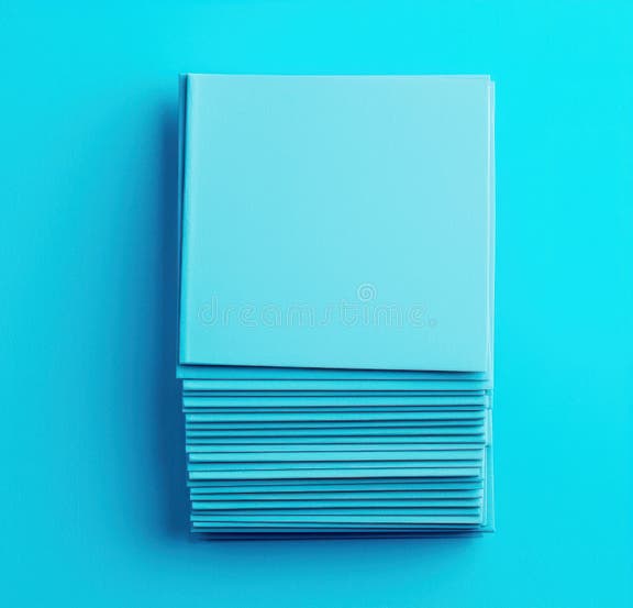 A Neat Stack of Square Light Blue Cards is Arranged on a Matching Blue ...