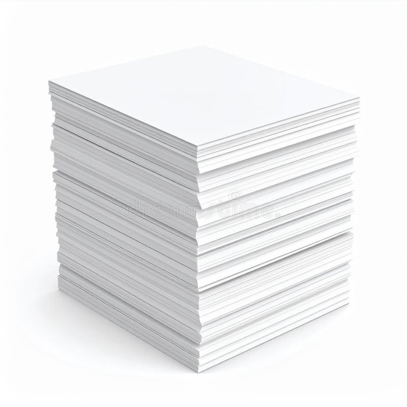 Neat Stack of White Paper Sheets on White Background Stock Illustration ...