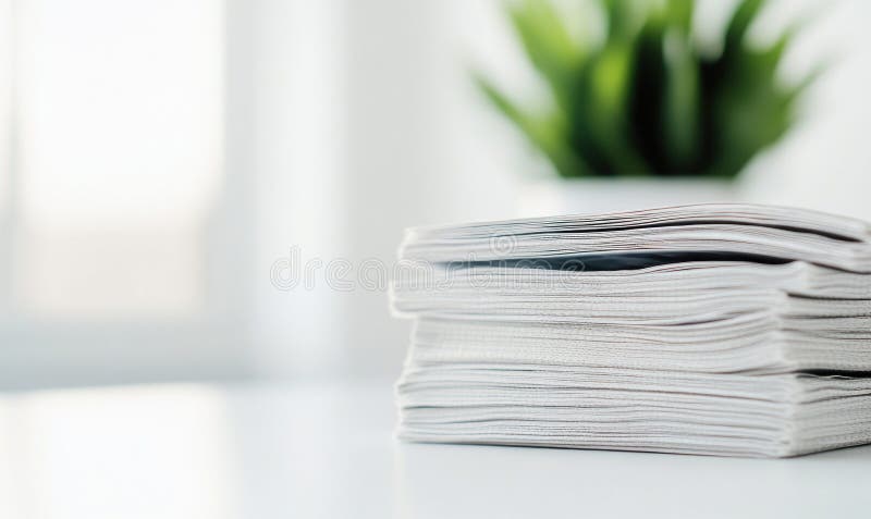 A Neat Stack of White Paper Sits on a Desk, Ready for Reports or ...