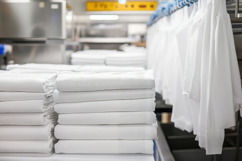 Neat Stacks of Clean White Linens and Uniforms Stock Illustration ...