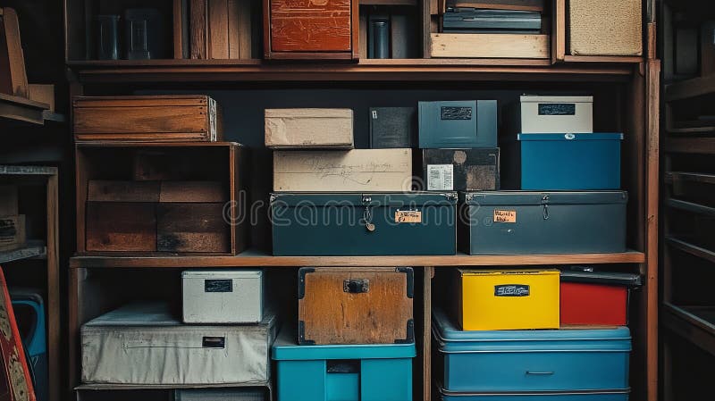 A Neat Storage Area with Labeled Boxes and Bins Ready for Organizing ...