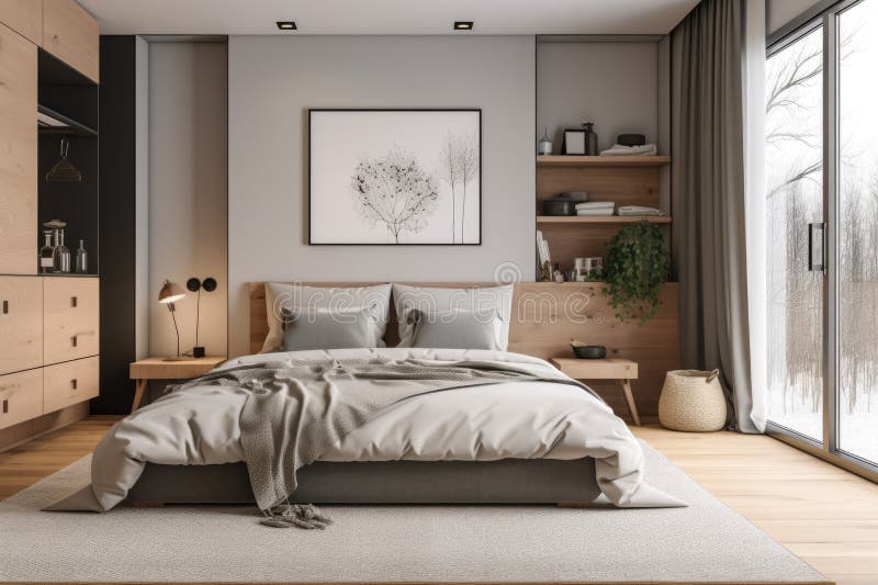 Neat and Tidy Bedroom with Minimal Clutter and Stylish Decor Stock ...