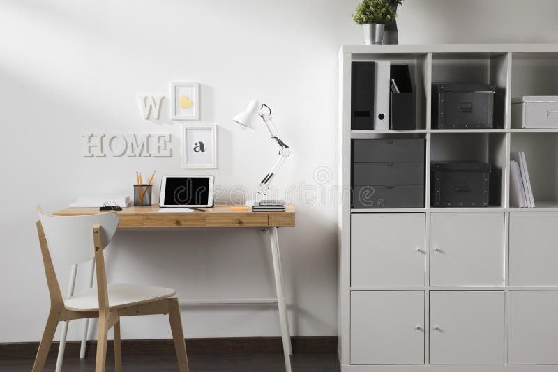 Neat and Tidy Workspace with Tablet on Desk Photo Stock Photo - Image ...