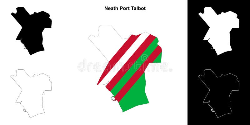 Neath Port Talbot Outline Map Stock Vector - Illustration of outline ...