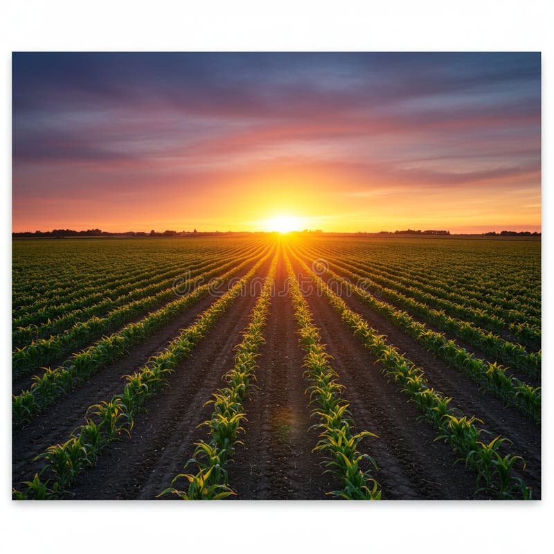 Neatly Aligned Rows of Corn Plants (Zea Mays) Stretch Toward the ...