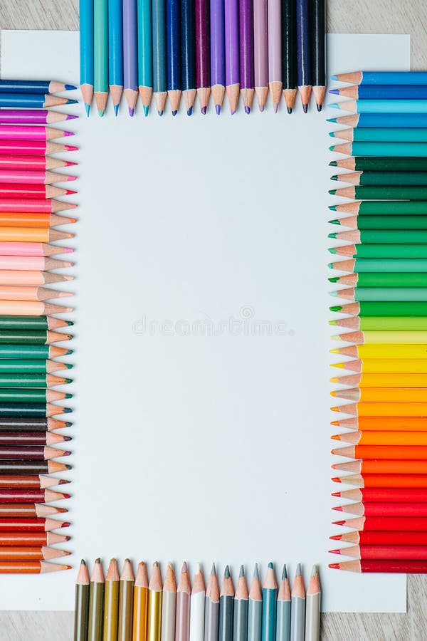Neatly Arraged Composition of Tightly Placed Crayons with a Mockup Zone ...