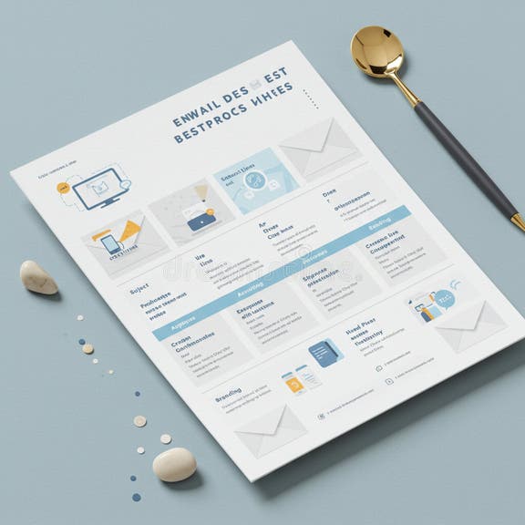 A Neatly Arranged Flyer on a Light Blue Surface, Featuring a Layout ...