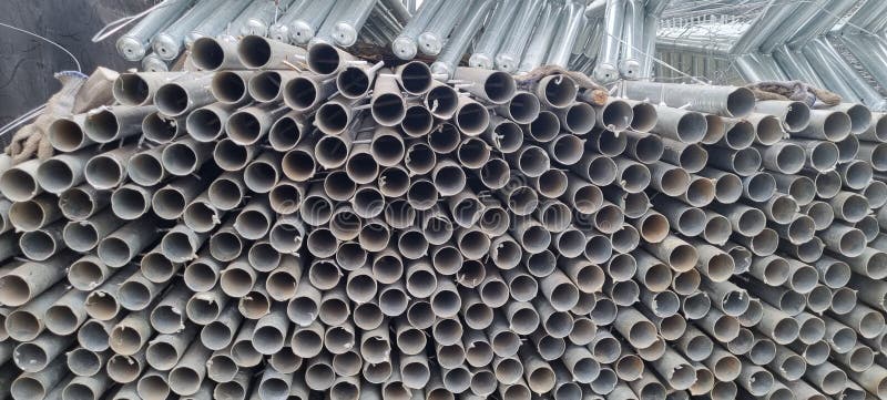 Neatly Arranged Galvanized Iron Fence Poles Stock Image - Image of ...