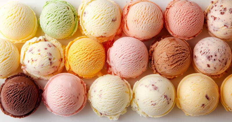 Neatly Arranged Ice Cream Scoops in Pastel Colors Creating Visually ...