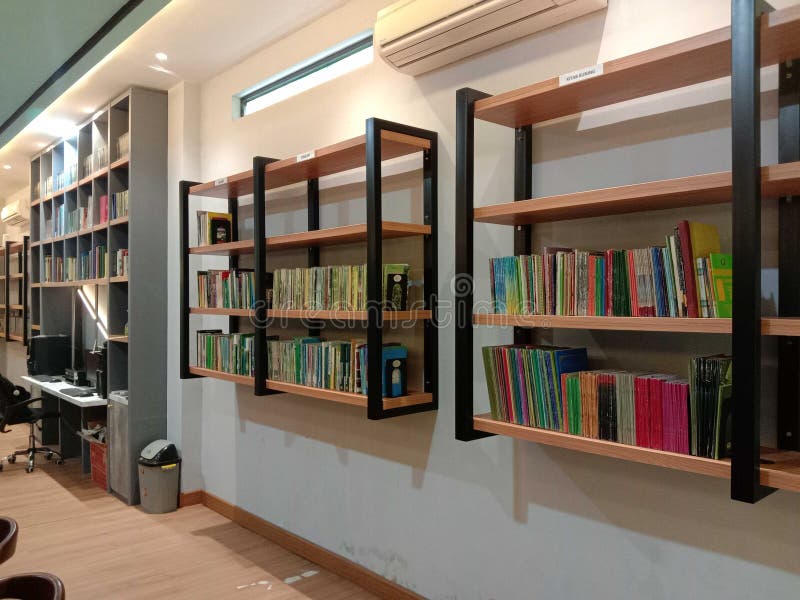 Neatly Arranged Library Bookshelf Stock Image - Image of bookshelf ...