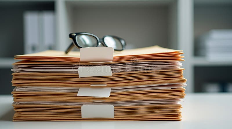 Neatly Arranged Manila Folders with Labels on Office Desk for ...