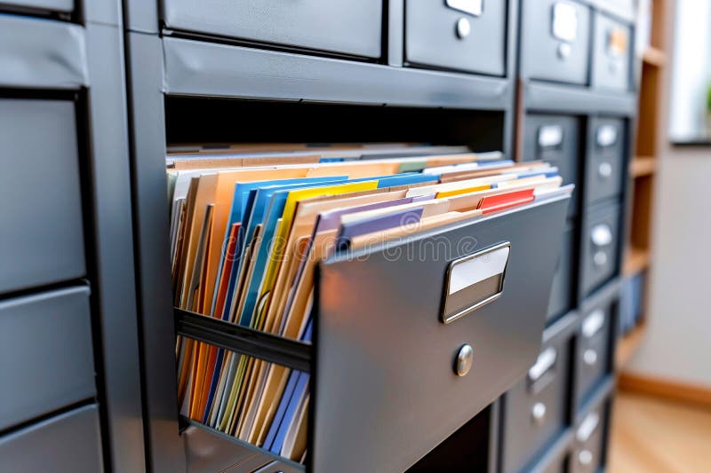 Neatly Arranged Office Files in a Drawer, Showcasing Organized Document ...