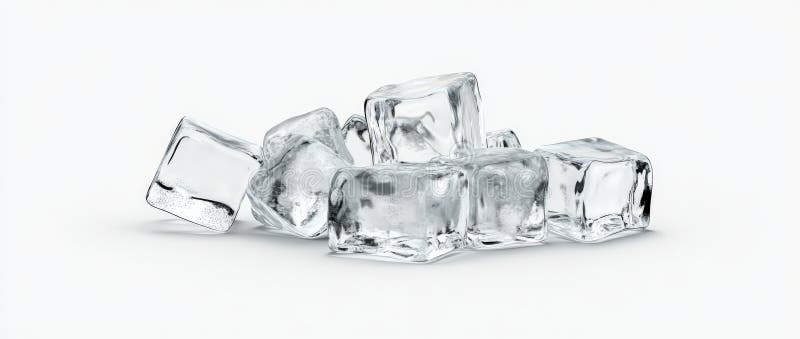 A Neatly Arranged Pile of Clear Ice Cubes on a Clean White Background ...